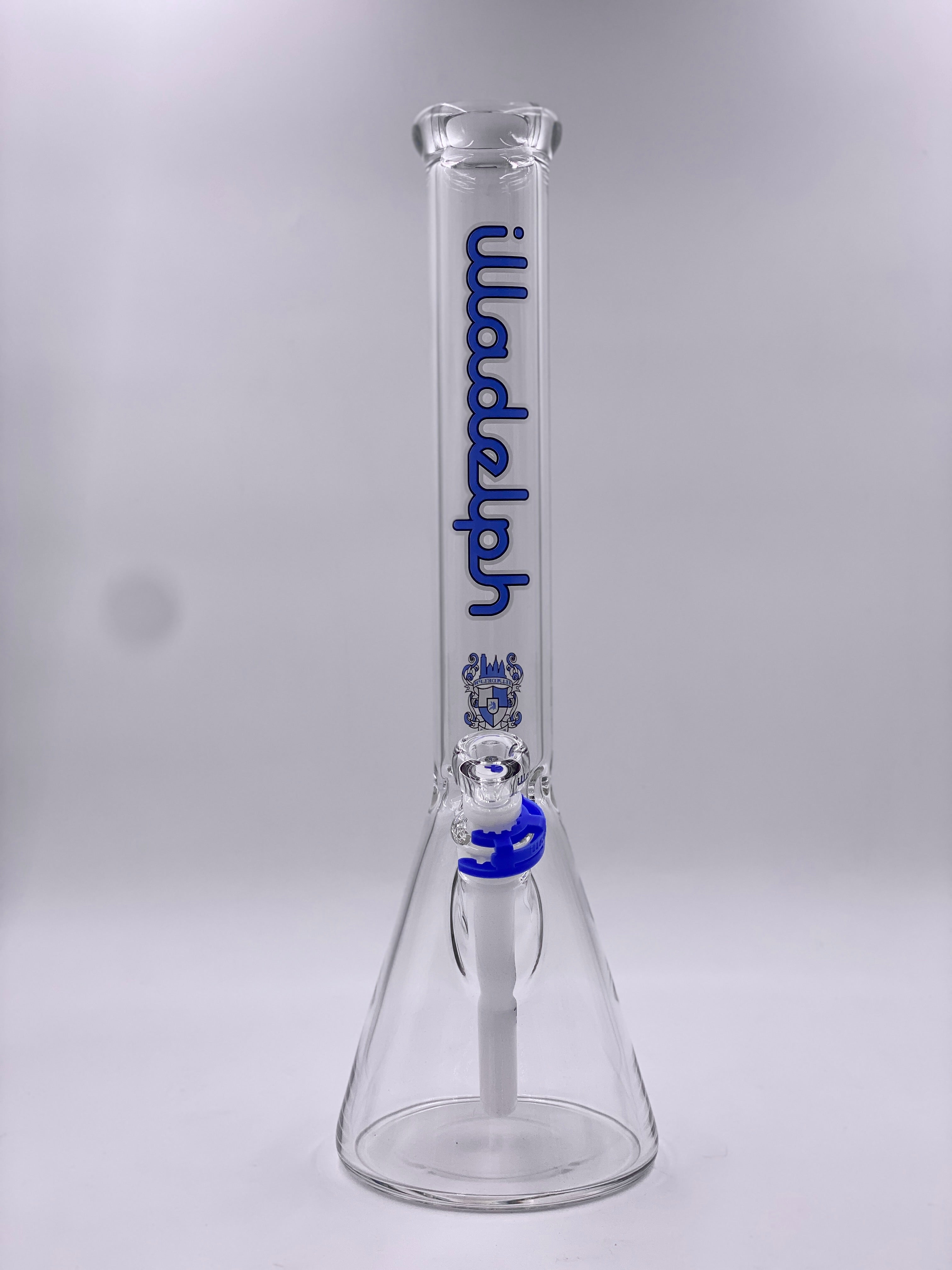 Illadelph - Short Beaker - Blue Label / White Outline - Headlines Smokes
